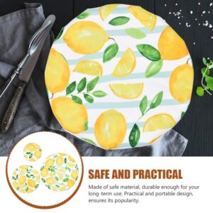 Cabilock Reusable Bowl Covers Set of 3 Lids Sizes Elastic Bowl Cover Universal Food Bowl Cloth Lid Food Storage Covers Reusable Lids for Food, Fruits, Leftover (Yellow)