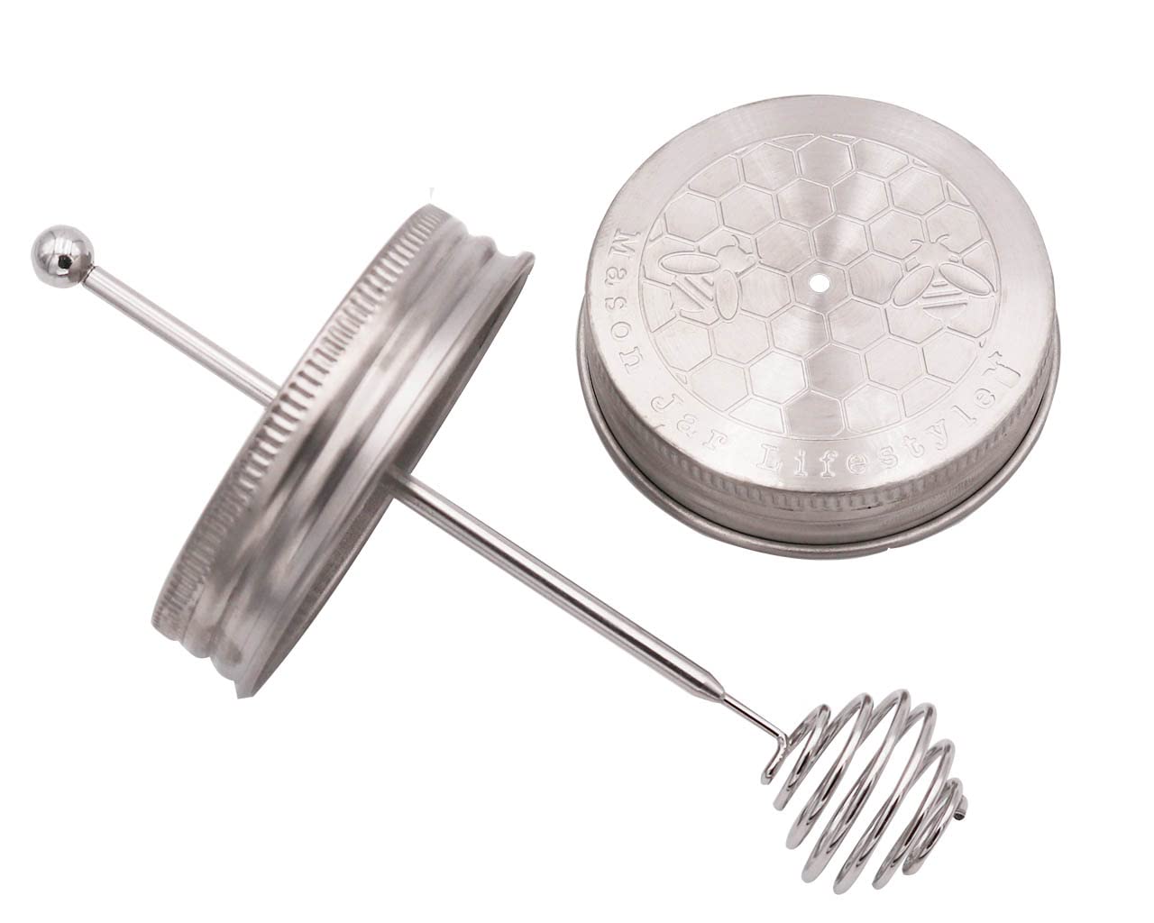 Stainless Steel Honey Dipper by Mason Jar Lifestyle (Regular Mouth)