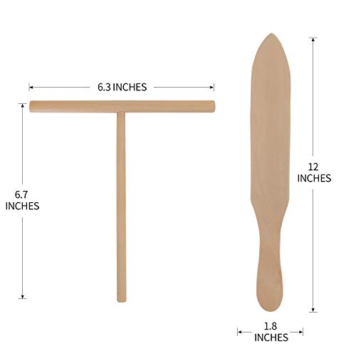 Health and Home Beech wood Crepe Spreader and Spatula -2 Piece Set Convenient Size to Fit Small Crepe Pan Maker