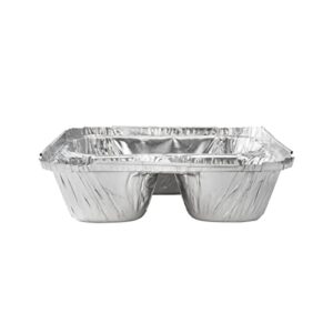 Restaurantware Foil Lux 23 Ounce Aluminum Food Containers 100 Rectangle Aluminum Pans - Lids Sold Separately 3 Compartments Silver Aluminum Foil Containers For Storing Baking And Meal Prep