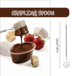 Elesunory 7 Pieces Candy Dipping Tools Chocolate Dipping Fork Spoons Set, Stainless Steel Candy Making Supplies for Decorative Plates, Including 1pcs Slotted Spoon and 6pcs Fondue Forks