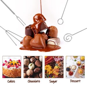 Elesunory 7 Pieces Candy Dipping Tools Chocolate Dipping Fork Spoons Set, Stainless Steel Candy Making Supplies for Decorative Plates, Including 1pcs Slotted Spoon and 6pcs Fondue Forks