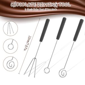 Elesunory 7 Pieces Candy Dipping Tools Chocolate Dipping Fork Spoons Set, Stainless Steel Candy Making Supplies for Decorative Plates, Including 1pcs Slotted Spoon and 6pcs Fondue Forks