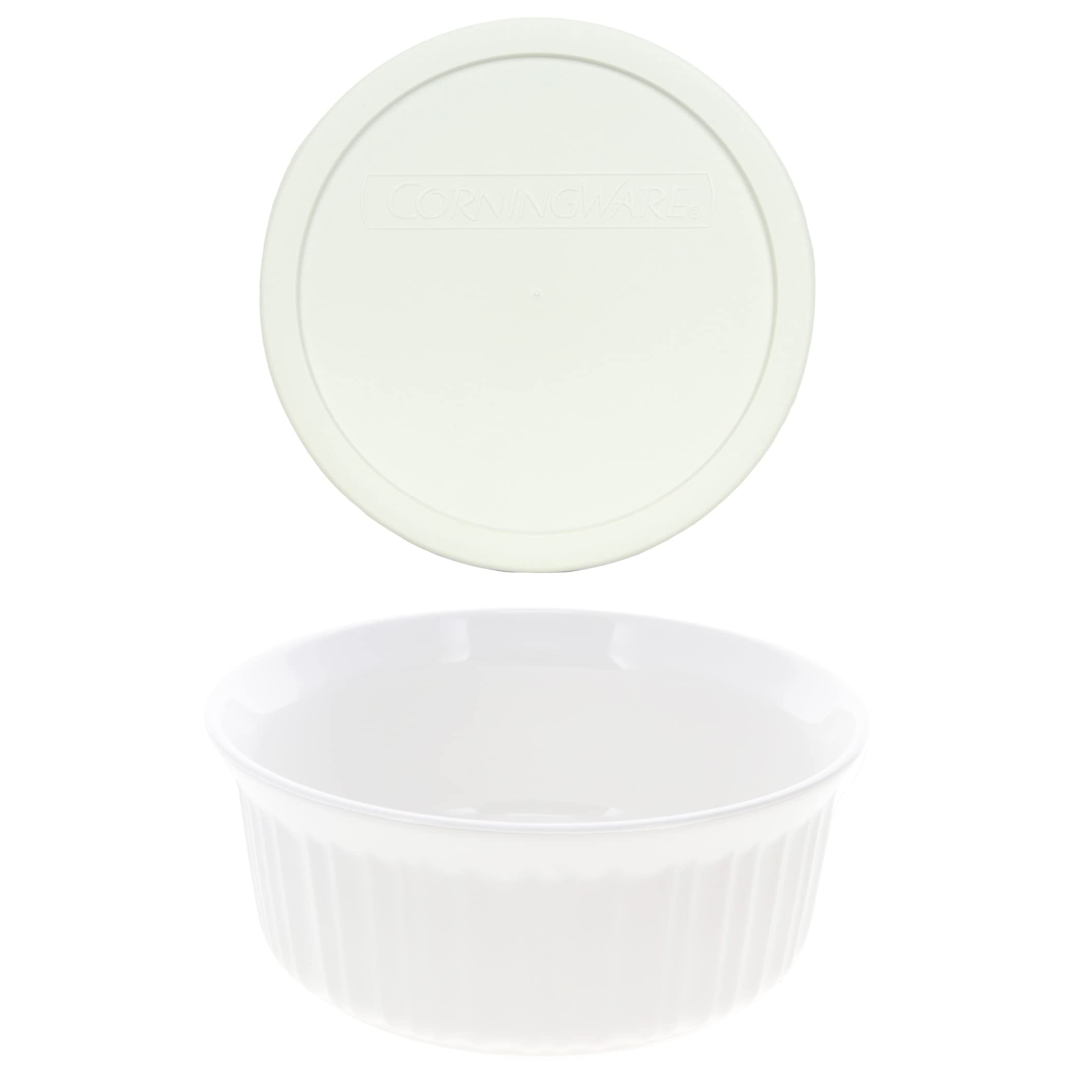 Corningware FS5 1.5qt Round French White Casserole Bowl and F-5-PC Plastic Lid