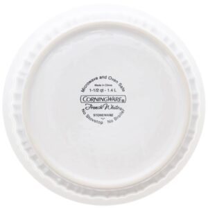 Corningware FS5 1.5qt Round French White Casserole Bowl and F-5-PC Plastic Lid