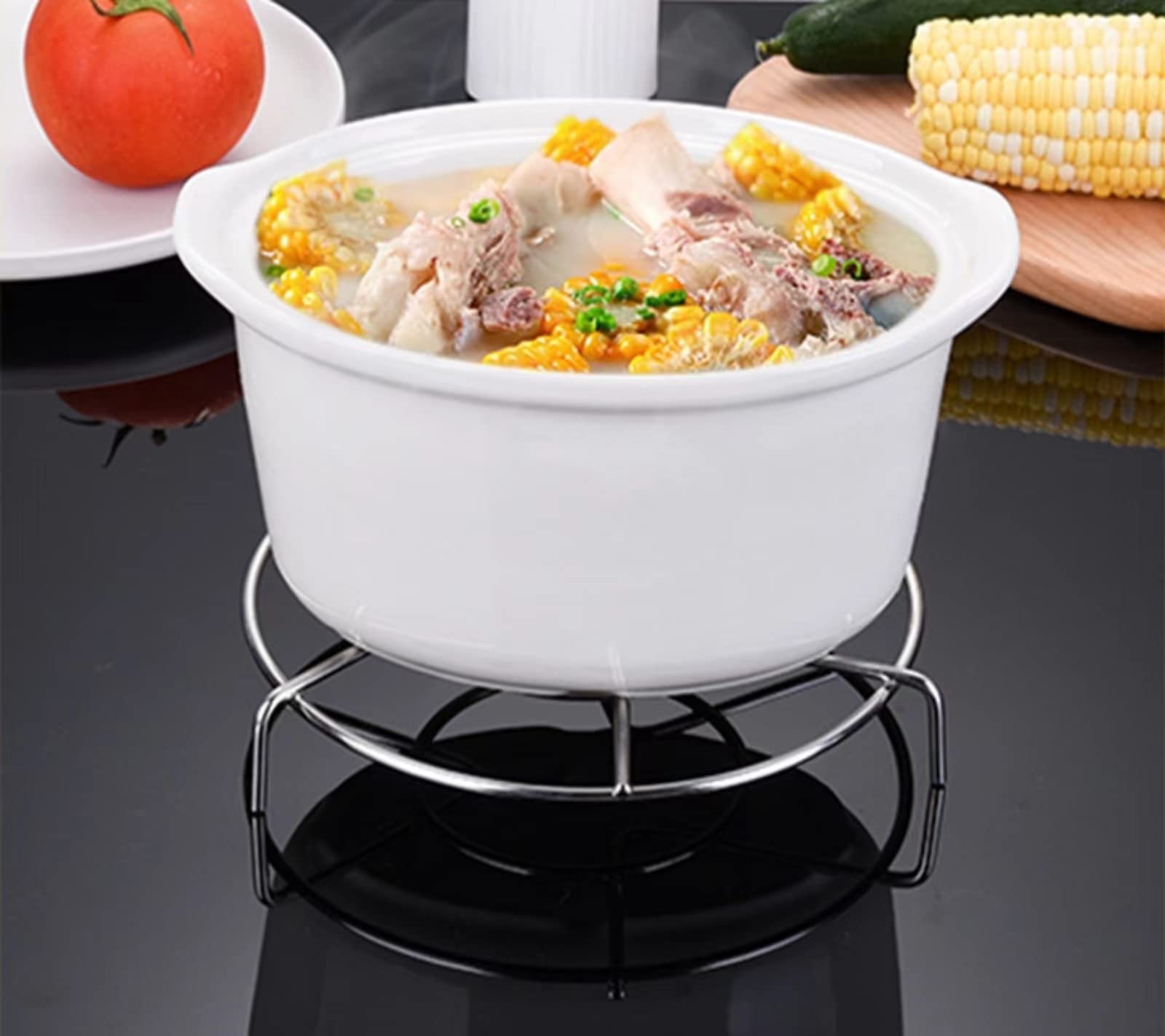 304 Stainless Steel Thickened Wire Rack Steaming Rack Multifunctional Tripod Rice Cooker Steaming Rack Metal Steamer Basket Steamer Insert for Pot (16cm diameter X 5cm height)