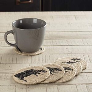 vhc brands sawyer mill cow jute coaster, 6-piece set, bleached white, 4"