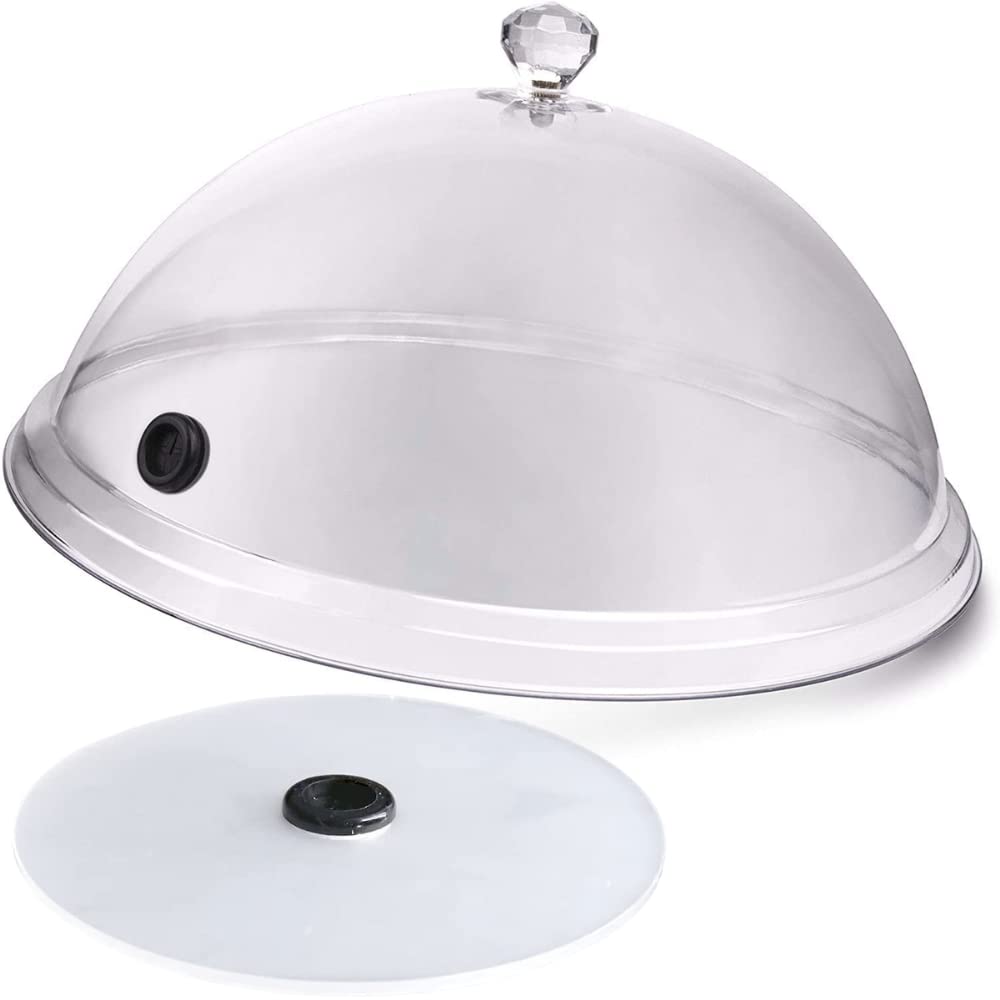 Smoking Gun Cup Lid & Cloche for Cocktail Food Smoke infuser. A Chef & Entertainers Tool. Transparent Plastic 2pc Accessory Disk Cover 4.75” & Dome 12” Extra Large