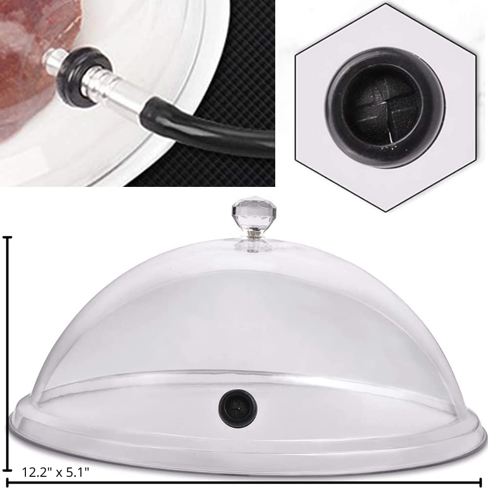 Smoking Gun Cup Lid & Cloche for Cocktail Food Smoke infuser. A Chef & Entertainers Tool. Transparent Plastic 2pc Accessory Disk Cover 4.75” & Dome 12” Extra Large