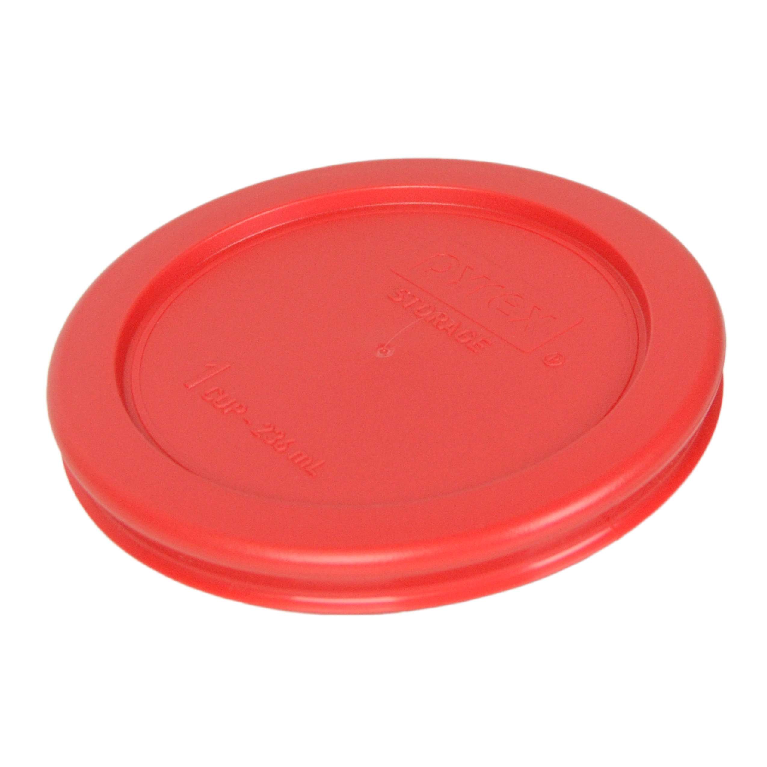 Pyrex 7202-PC Red Round 1 Cup Plastic Storage Lid, Made in USA - 4 Pack