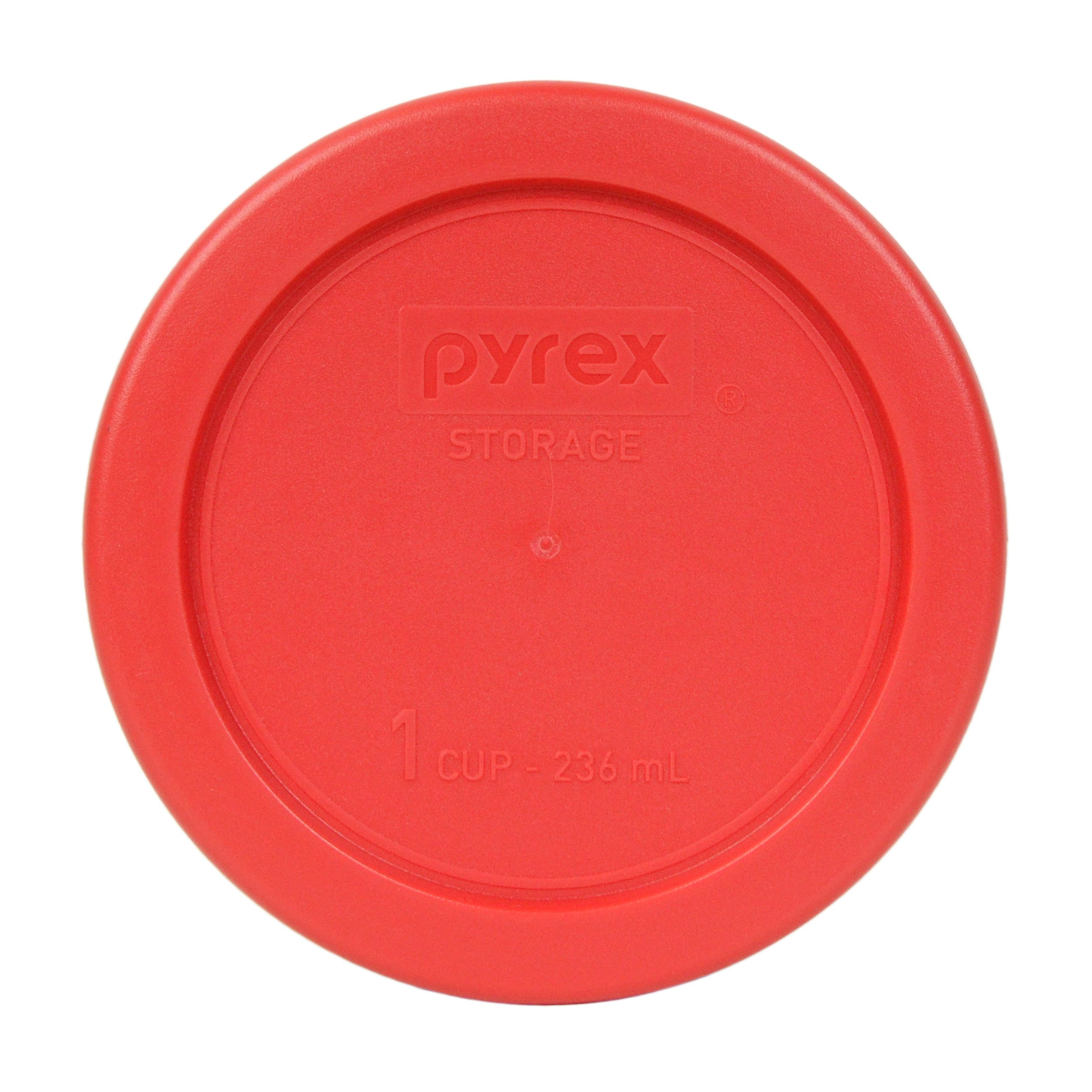 Pyrex 7202-PC Red Round 1 Cup Plastic Storage Lid, Made in USA - 4 Pack