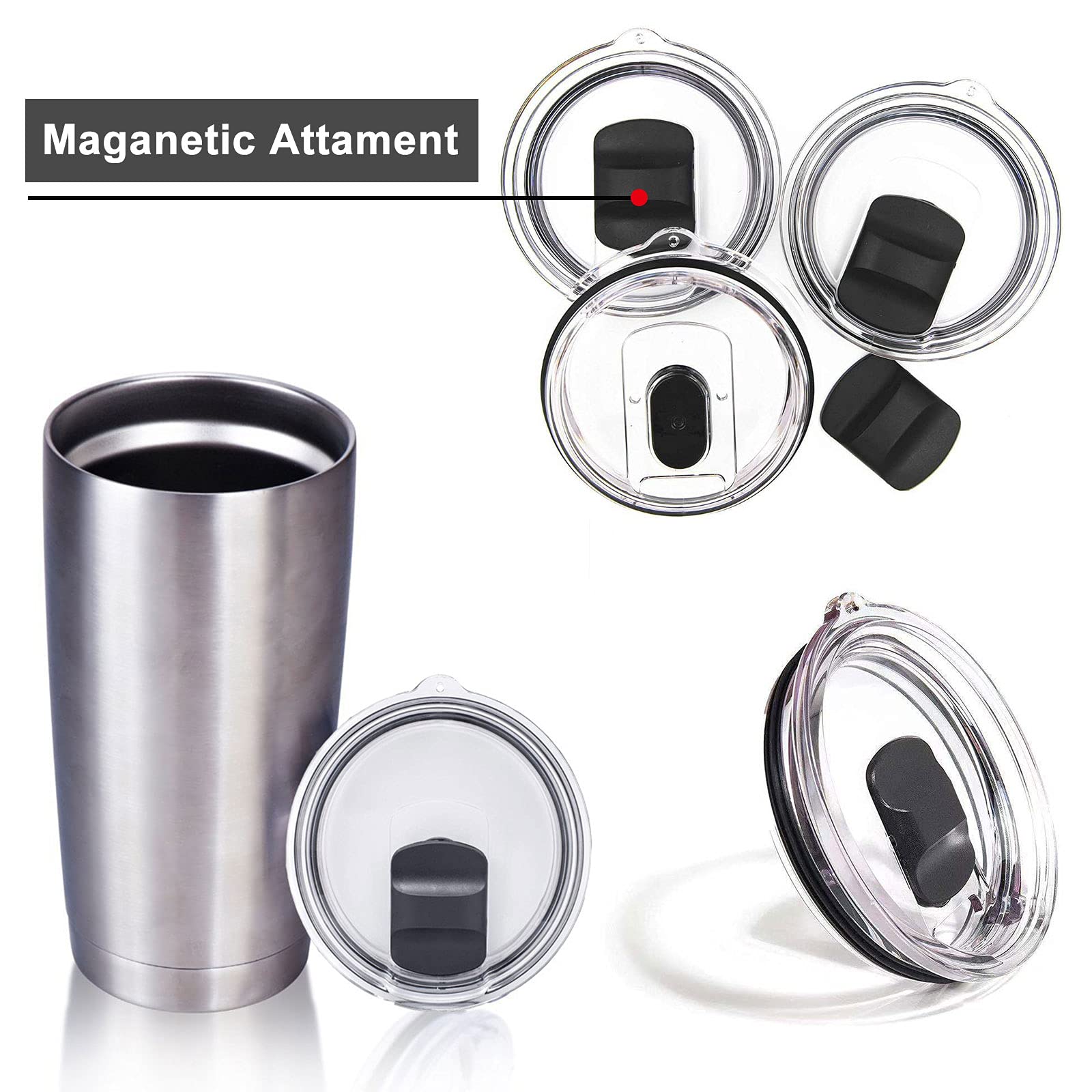 6 Pieces Magslider Replacement Kits Magslider Tumbler Lids for Yeti Rambler Ozark Trail Rtic BPA Free Shatter-Resistant Spill-Resistant Dishwasher Safe Lids Covers for Tumblers Cups