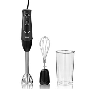 braun multiquick 5 immersion hand blender patented technology - powerful 350 watt - dual speed - includes beaker, whisk, 505, black, mq505