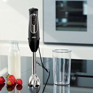 Braun MultiQuick 5 Immersion Hand Blender Patented Technology - Powerful 350 Watt - Dual Speed - Includes Beaker, Whisk, 505, Black, MQ505