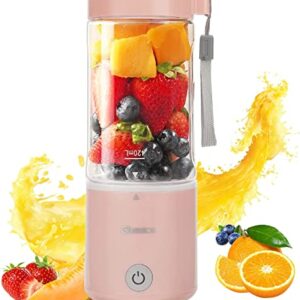 Gbasics Portable Blender USB Rechargeable, Personal Size Blender for Shakes and Smoothies, 14.2 Oz Mini Juicer Cup for Sports, Travel Outdoors and Kitchen