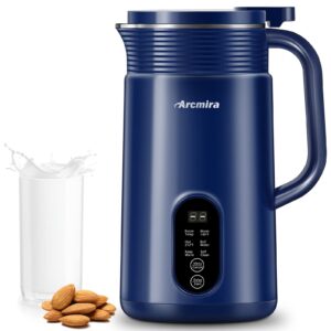 arcmira automatic nut milk maker, 20 oz homemade almond, oat, soy, plant-based milk and dairy free beverages, almond milk maker with delay start/keep warm/boil water, soy milk maker with nut milk bag