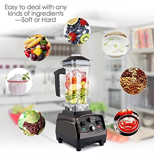 BATEERUN 2200W Professional Blender, High Speed Countertop Blender for Shakes and Smoothies, 68 Oz Commercial Smoothie Blender for Kitchen, Smoothie Maker BPA-Free (Black) (8 blades)