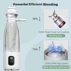 Mini Portable Personal Blender, 300W Powerful Smoothie Blender for Shakes and Smoothies, 20oz Portable Travel Mixer USB Rechargeable with Pulse Function Volbaby Blender Bravo(Upgraded) (BravoX, White)