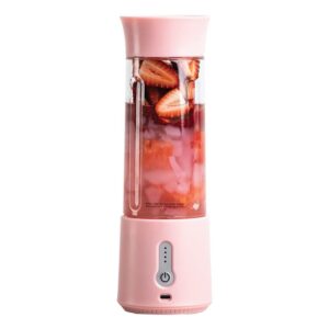 smart portable blender - 17oz personal blender for smoothies and shakes| 4000mah rechargeable usb blender with 6 blades| blender for sports ,travel,gym ,fruit juice mixer, home, office, and outdoors (pink)