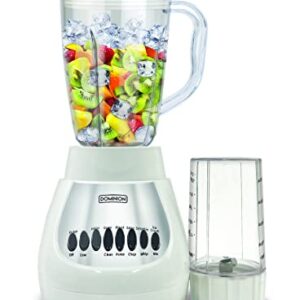 Dominion BlendMax Duo Countertop Blender for Smoothies and Shakes with Food Chopper for Nuts and Vegetables, 10 Speeds with Pulse, Sharp Durasteel® Stainless Steel Blade, White