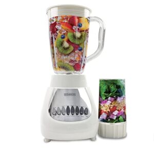 Dominion BlendMax Duo Countertop Blender for Smoothies and Shakes with Food Chopper for Nuts and Vegetables, 10 Speeds with Pulse, Sharp Durasteel® Stainless Steel Blade, White