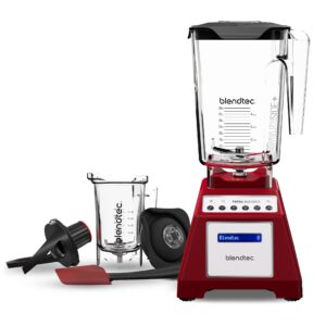 blendtec total classic original blender, 90 oz wildside+ jar, 24 oz twister jar, and spectacula spatula - red