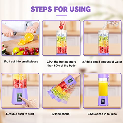 Portable Blender for Shakes and smoothies with Scale, 4000mAh Personal Electric Blender 15.2 oz,150w 6-Blades Blender Bottles, USB Rechargeable Mini Fruit Juicer for Travel, Office, Outdoors