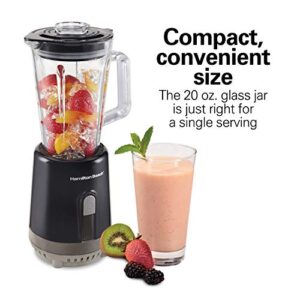 Hamilton Beach Personal Blender for Shakes and Smoothies, 600 Watts, 20oz Single Serve Glass Jar, Black (51157)