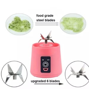 Portable Blender Smoothies Personal Blender Mini Shakes Juicer Cup USB Rechargeable. (Pink)