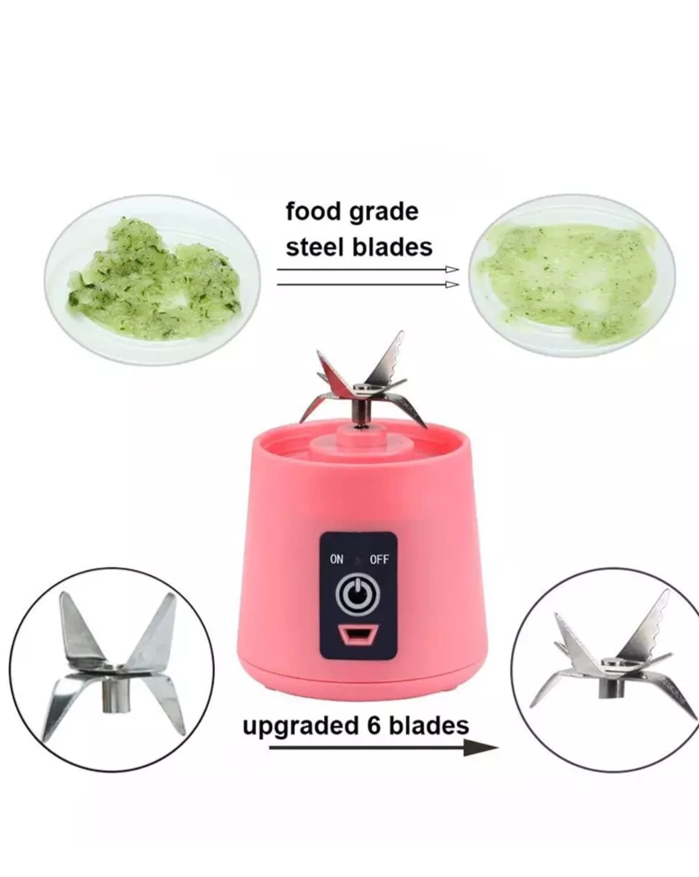 Portable Blender Smoothies Personal Blender Mini Shakes Juicer Cup USB Rechargeable. (Pink)