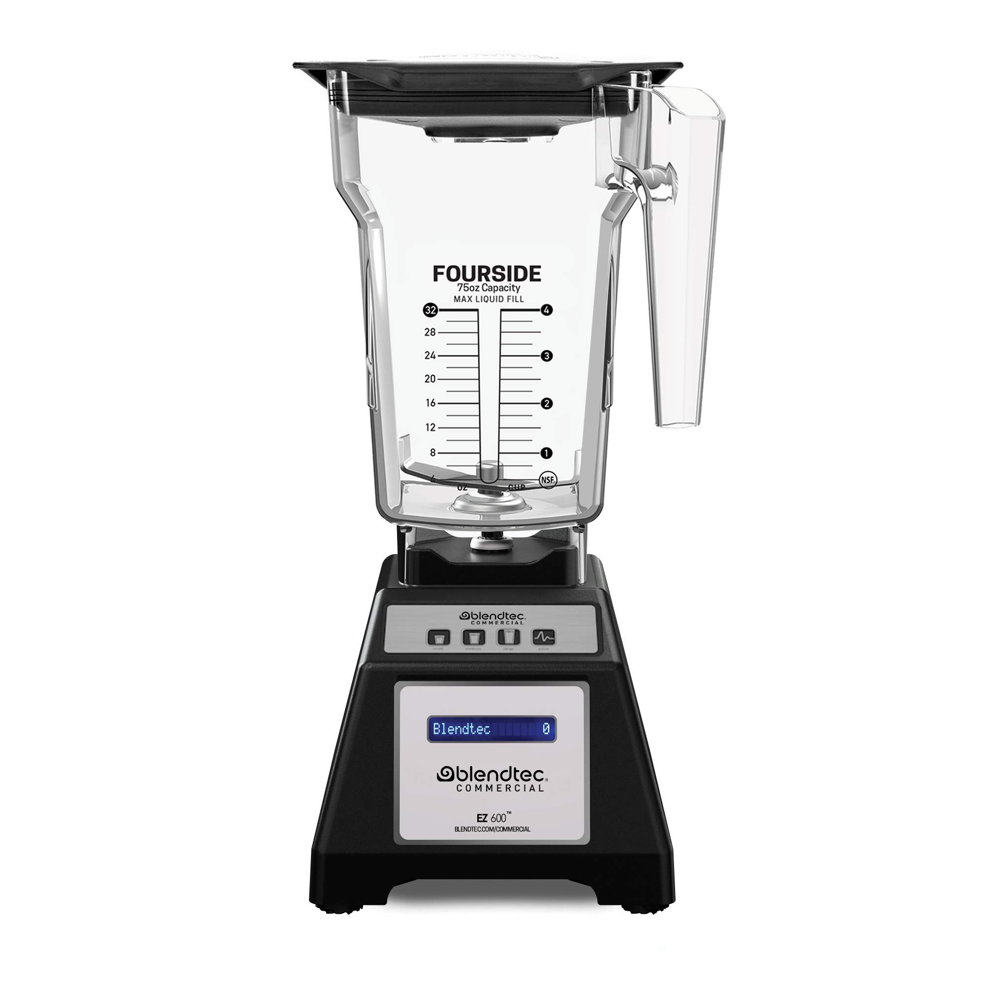 Blendtec EZ 600 Blender - FourSide Jar (75 oz) - Professional-Grade Power - Self-Cleaning - 4 Pre-programmed Cycles - Black