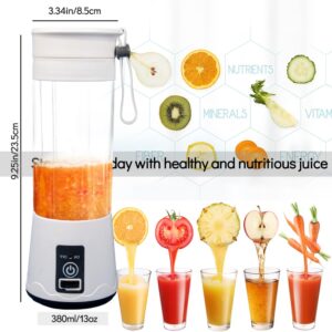 Portable Blender for Shakes and Smoothies Personal Small Drink Electric Blender Cup USB Rechargeable 380ml(13oz) and 6 Blades Shake Mixer Tarvel Mini Fresh Juice Blender Bottle with a Straw (black)