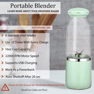 KP'S Variety 2022 ABS proof USB Portable-Personal Blender for Shakes, Smoothies, Protein Shake, any fruit Juice on the Go with High Speed Crushing Ice with 6 blades.