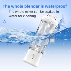 Portable Blender Mode Mixing Juicer Personal Size Blender for Shakes Smoothies Nut Juice Vegetables with 6 Blades Mini Blender 20 Oz for Kitchen Home and Travel (White)