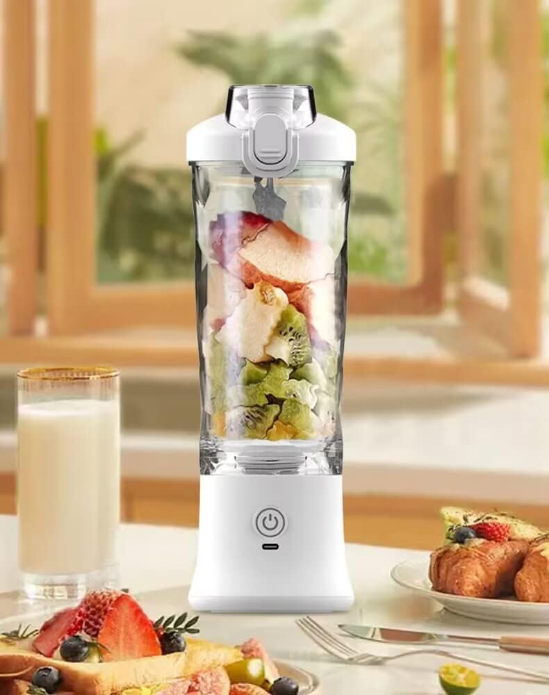 Portable Blender Mode Mixing Juicer Personal Size Blender for Shakes Smoothies Nut Juice Vegetables with 6 Blades Mini Blender 20 Oz for Kitchen Home and Travel (White)