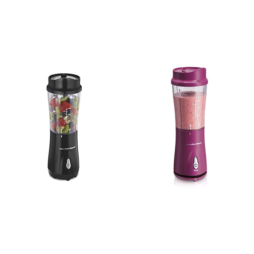 Hamilton Beach Personal Blender for Shakes and Smoothies with 14oz Travel Cup and Lid, Black (51101A & Personal Blender for Shakes and Smoothies with 14oz Travel Cup and Lid