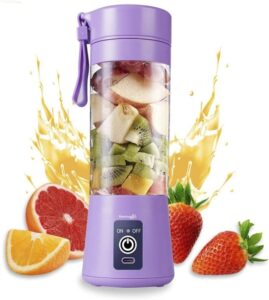 renewgoo blendmate blender portable juicer travel bottle portable personal usb-c mini rechargeable electric smoothie maker, fruit & veggie blending to go, purple