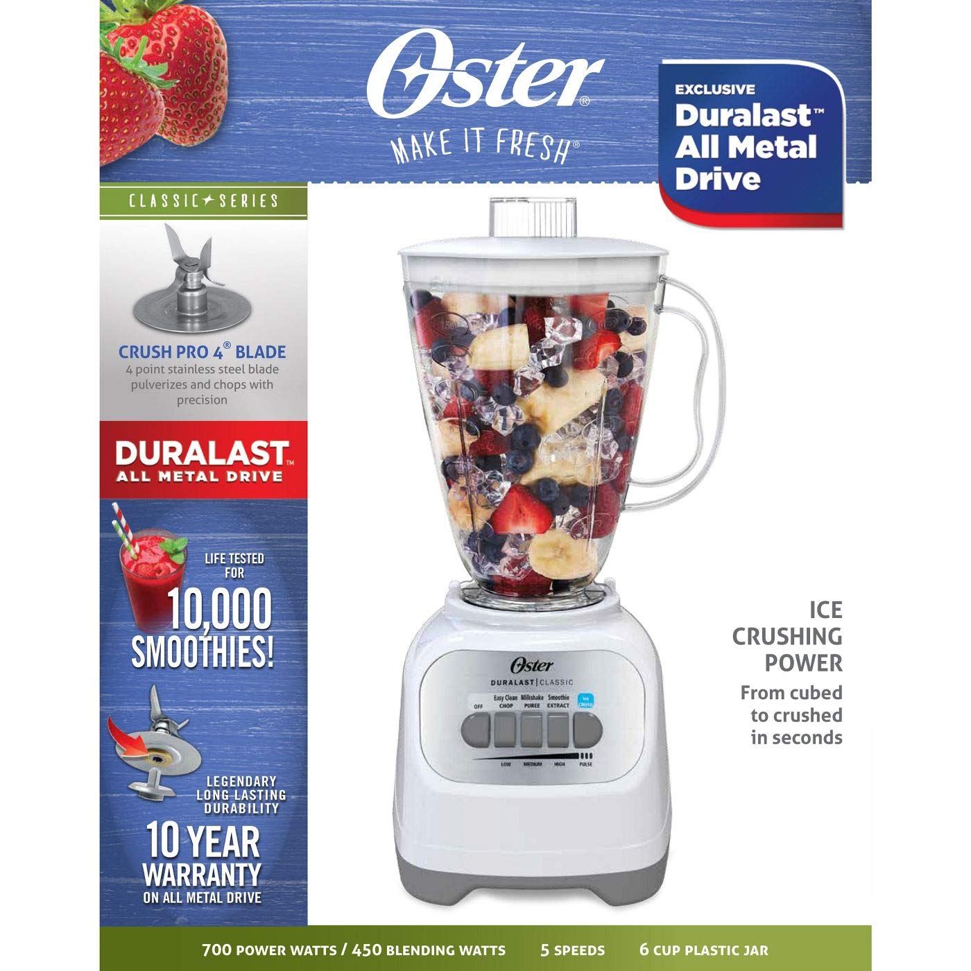 Oster Blender, Multiple Speeds, 4.7 lbs