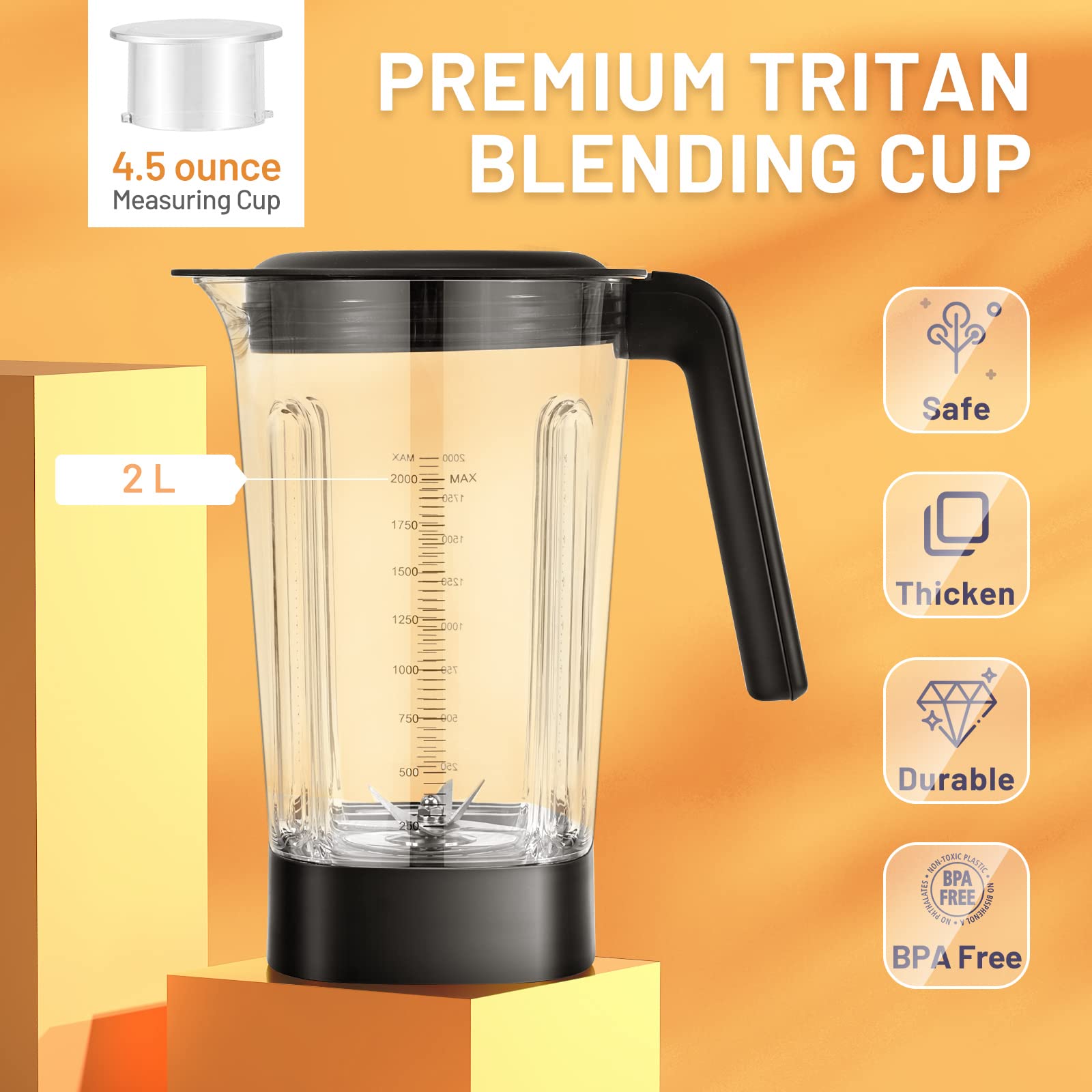 COSTWAY Countertop Blender, Powerful Blender with 68 oz Tritan Jar, Stainless Steel Blades, 5-Level Speed Control & 5 Blending Functions, 1500W Professional Blender for Milkshake & Juice