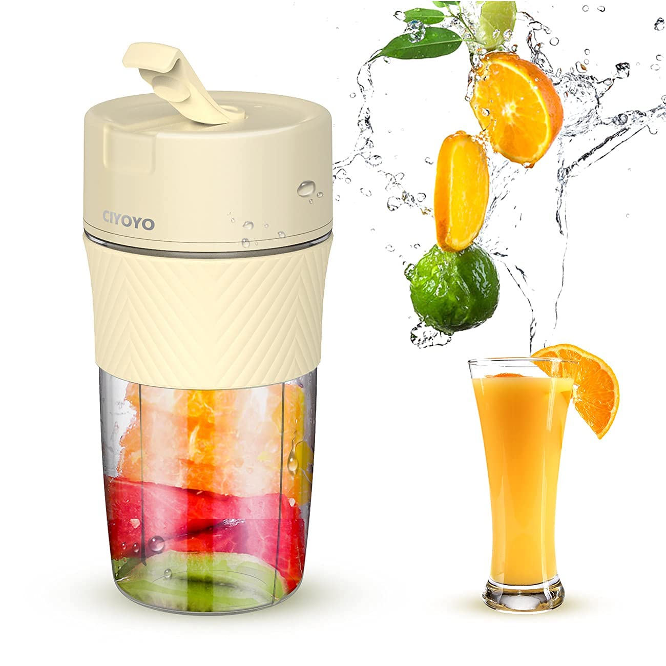 Mini Blender, Portable Personal Blender Milk Shakes and Smoothies Juicer, CIYOYO 10 oz Fruit Juice Travel Blender Rechargeable USB One-handed Drinking Home Office Sports Outdoors, BPA-free