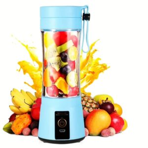 aessdcan 1pc 380ml portable blender with 6 blades rechargeable usb, personal size blender for shakes and smoothies,traveling fruit veggie juicer cup (blue)