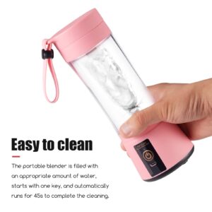 JLLOM Mini Blender Personal Portable Blender Cup for Smoothies Shakes, Portable Juicer USB Rechargeable for Travel, Small Electric Blender On The Go with Silicone Straw & Straw Cleaning Brush (Pink)