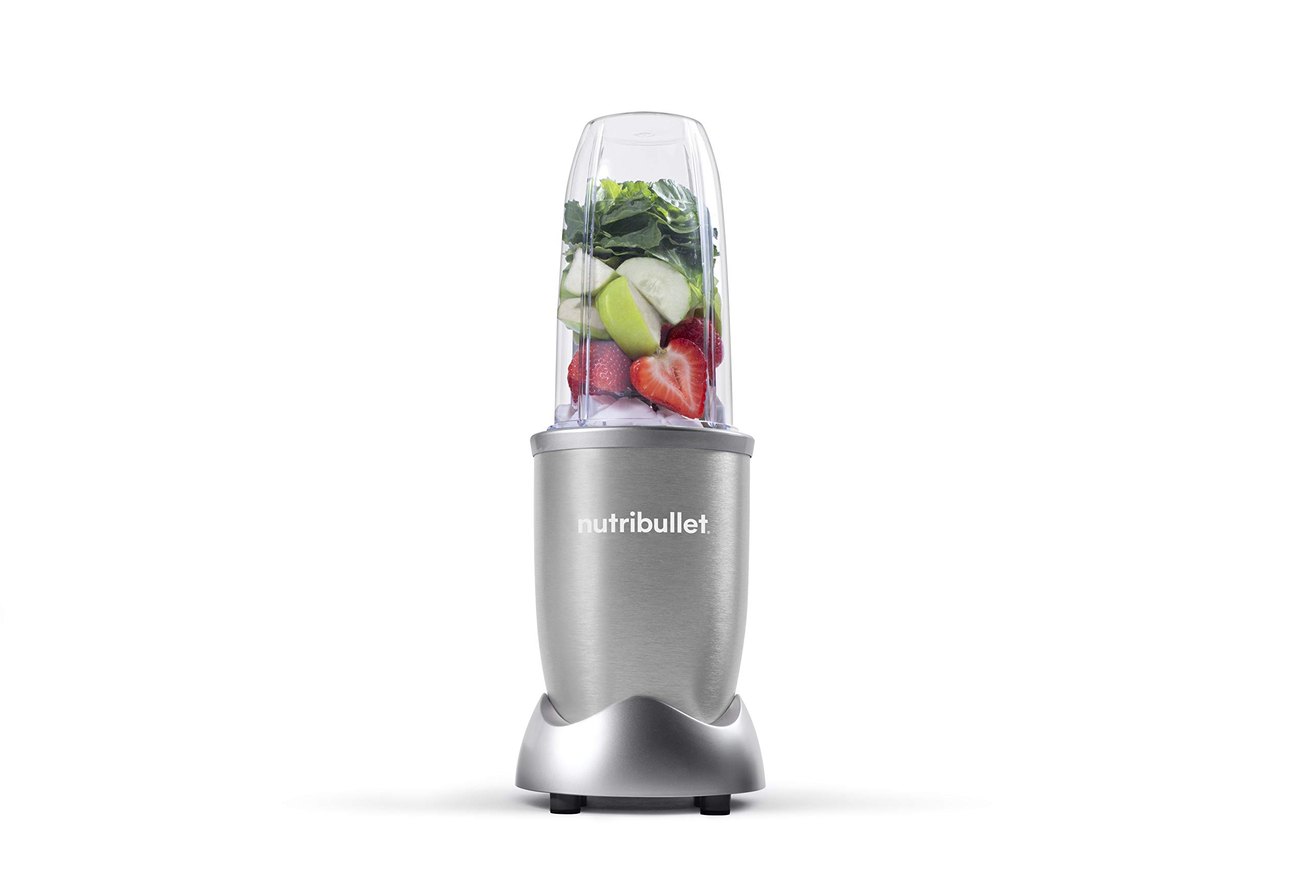 NutriBullet NB9-1301S Pro 13 Pcs Silver, 900W & 18 Ounce Short Cup with Standard Lip Ring, Clear/Gray (NBM-U0269)