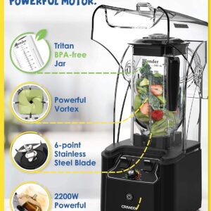 CRANDDI Quiet Shield Blender K90-B bundle with K90-R, 2200W,80 oz Pithcer