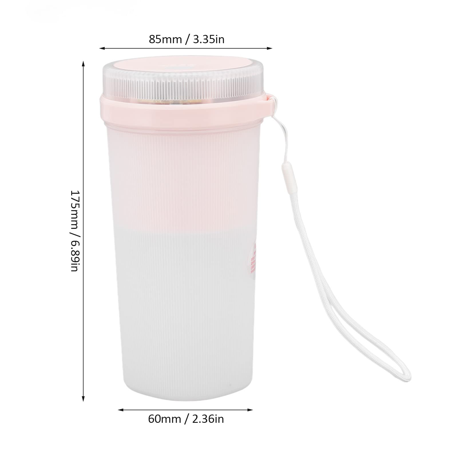 Portable Blender Cup, 300ml Electric USB Juicer Blender Fruit Mixer Mini Blender Portable Blender with 6 Leaf Knife and Security Lock (Pink)