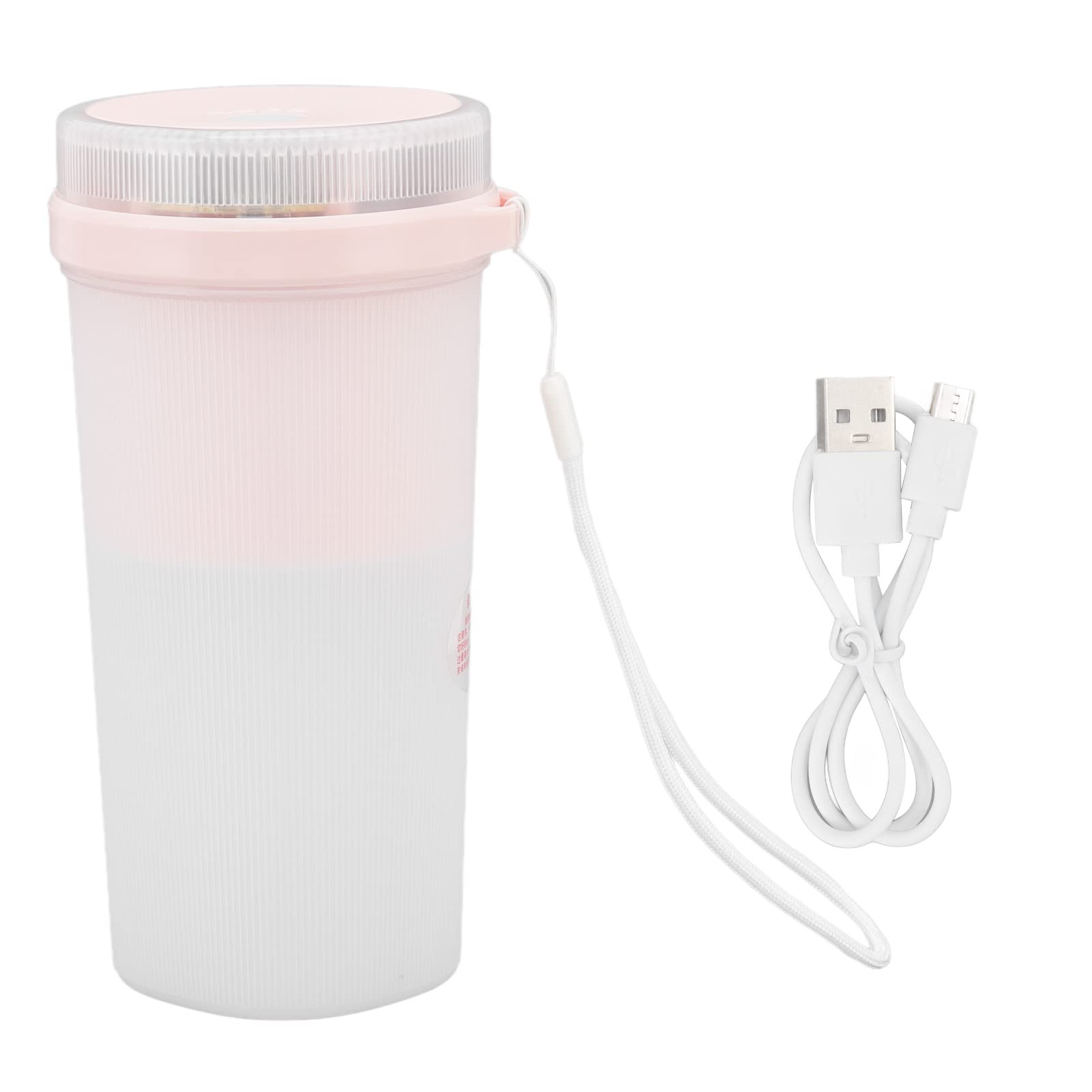 Portable Blender Cup, 300ml Electric USB Juicer Blender Fruit Mixer Mini Blender Portable Blender with 6 Leaf Knife and Security Lock (Pink)