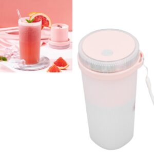 Portable Blender Cup, 300ml Electric USB Juicer Blender Fruit Mixer Mini Blender Portable Blender with 6 Leaf Knife and Security Lock (Pink)