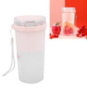 Portable Blender Cup, 300ml Electric USB Juicer Blender Fruit Mixer Mini Blender Portable Blender with 6 Leaf Knife and Security Lock (Pink)