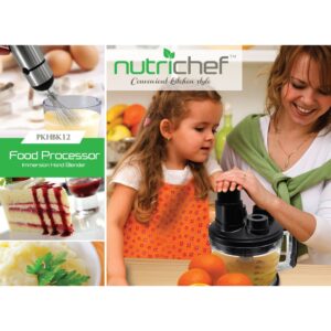 NutriChef Heavy Duty Food Processor and Immersion Blender, Stainless Steel with Attachments