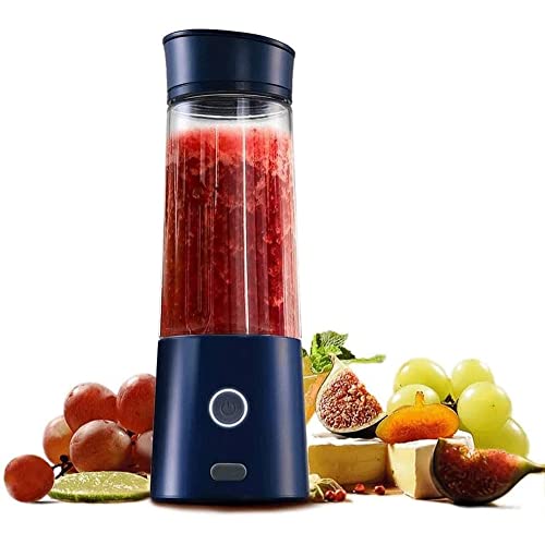 MXJCC Portable Blender, Personal Size Blender Shakes and Smoothies, Mini Juicer Cup USB Rechargeable, Handheld Travel Blender Fruit Mixer (Color : Blue)